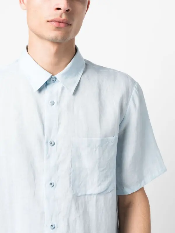 A.p.c. Short-sleeve Linen Shirt - Blue