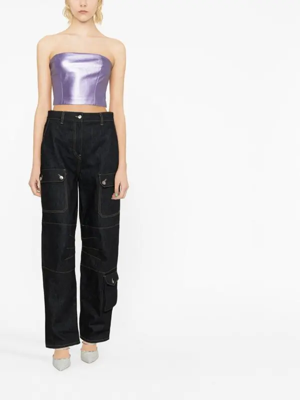 ROTATE BY BIRGER CHRISTENSEN Metallic Strapless Cropped Top