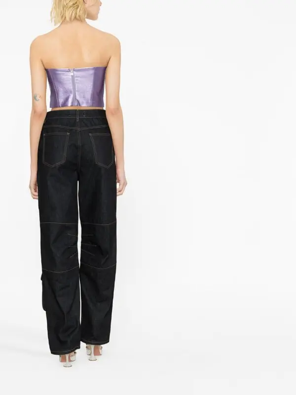 ROTATE BY BIRGER CHRISTENSEN Metallic Strapless Cropped Top