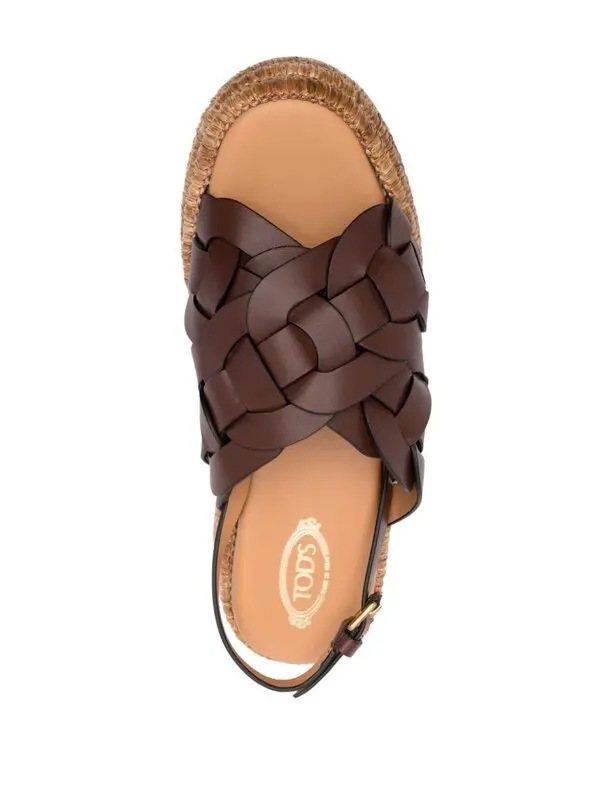 TOD'S Leather Platform Espadrilles