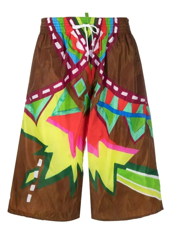 Dsquared2 Long Graphic-print Swim Shorts - Brown