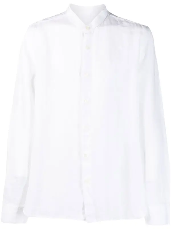 120% Lino Band-collar Linen Shirt