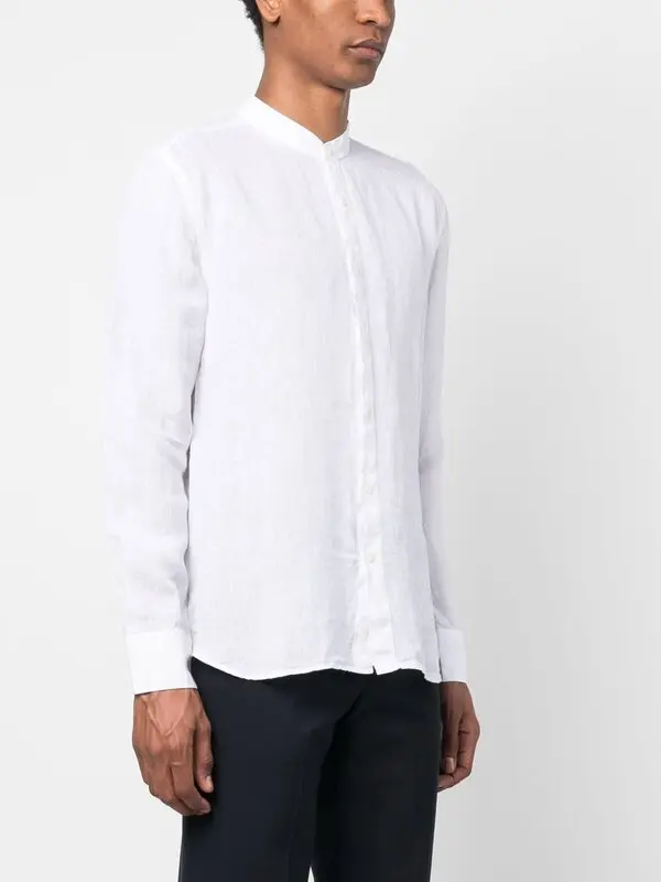 120% Lino Band-collar Linen Shirt