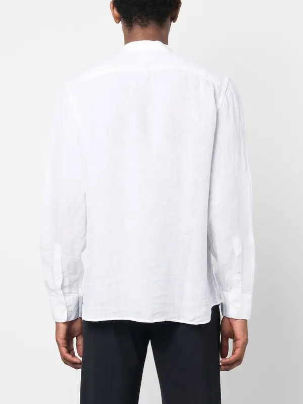 120% Lino Band-collar Linen Shirt