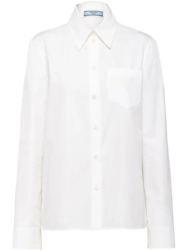Prada Logo-embroidered Poplin Shirt