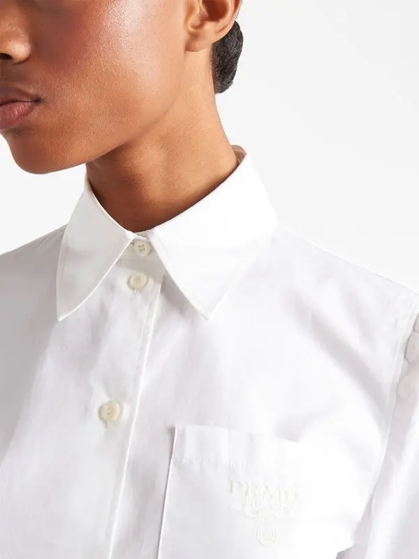 Prada Logo-embroidered Poplin Shirt