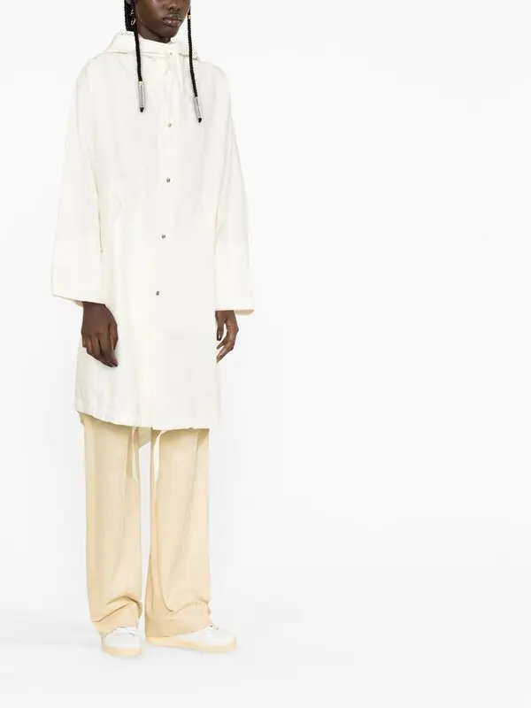 JIL SANDER Logo-print Drawstring Coat - Neutrals