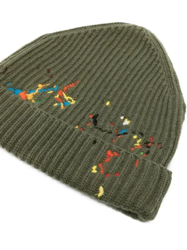 MOSTLY HEARD RARELY SEEN Barcode-detail Paint-splatter Beanie - Green