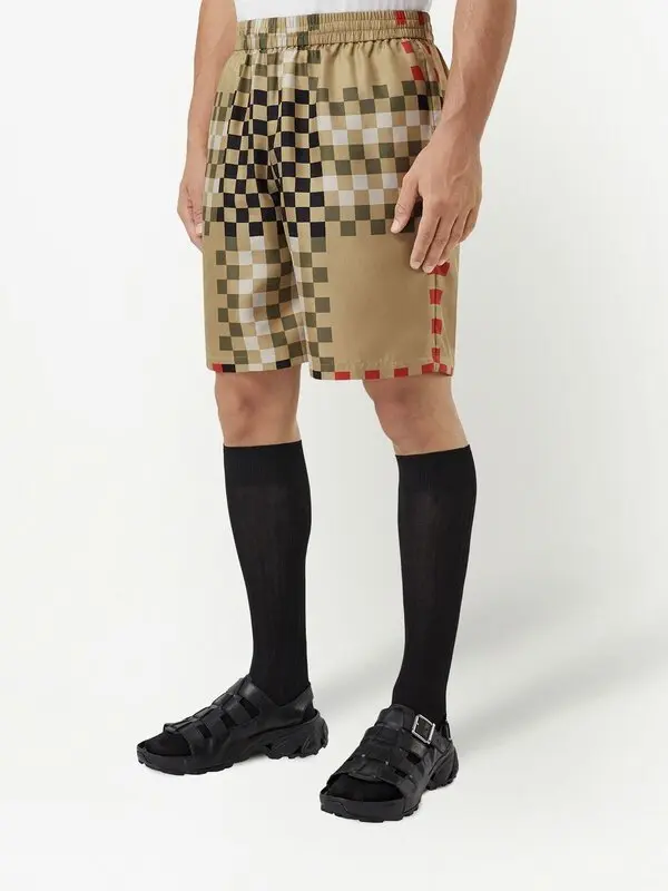 Burberry Pixel Check Silk Shorts