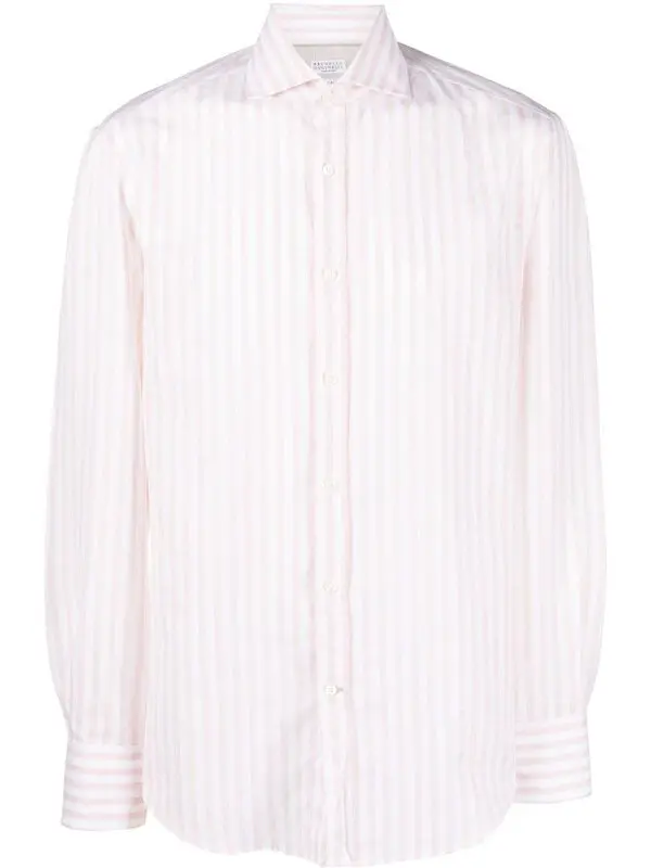 Brunello Cucinelli Stripe-print Long-sleeve Shirt - Pink