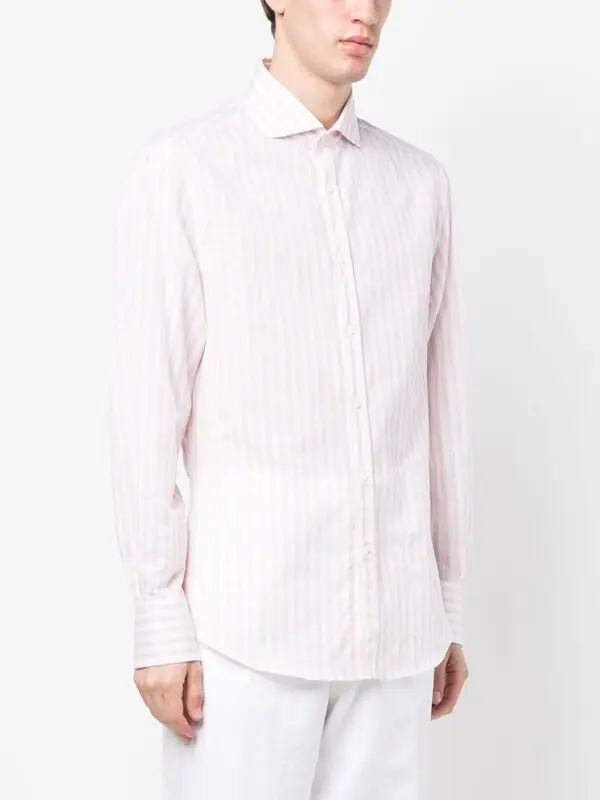 Brunello Cucinelli Stripe-print Long-sleeve Shirt - Pink