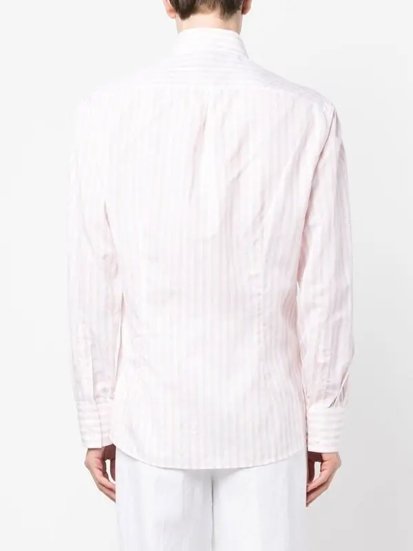 Brunello Cucinelli Stripe-print Long-sleeve Shirt - Pink