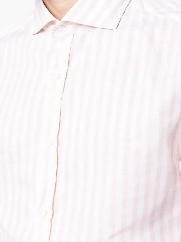 Brunello Cucinelli Stripe-print Long-sleeve Shirt - Pink