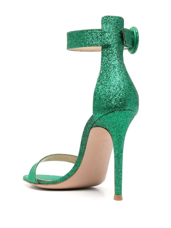 GIANVITO ROSSI Portofino 105mm Glitter Sandals - Green