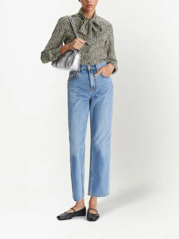 Tory Burch Ditsy Floral-print Bow Blouse