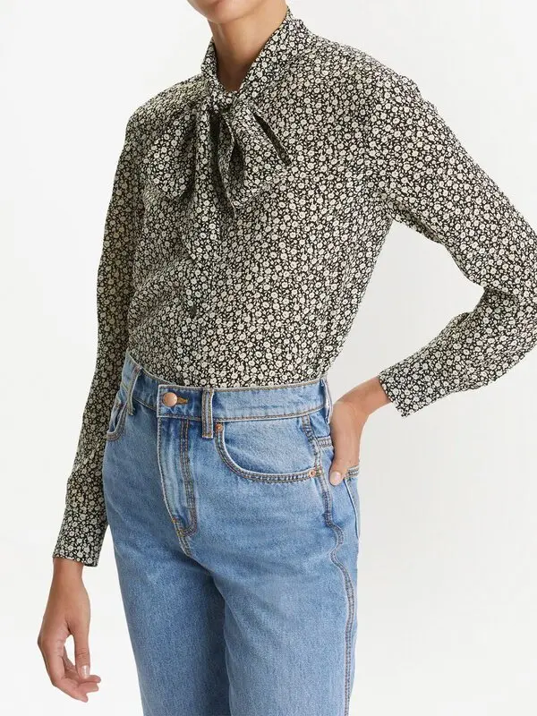 Tory Burch Ditsy Floral-print Bow Blouse