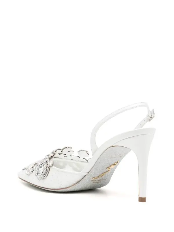 Rene Caovilla Lace Embellished Slingback Pumps