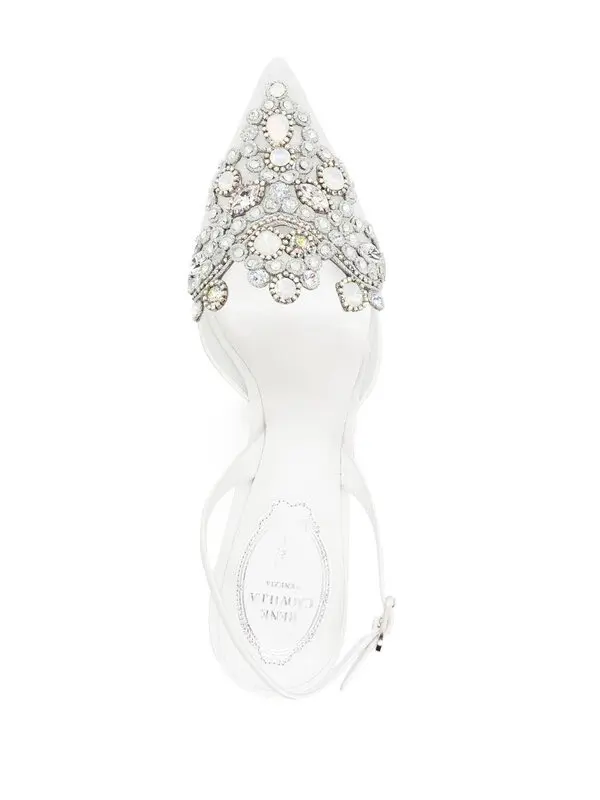 Rene Caovilla Lace Embellished Slingback Pumps