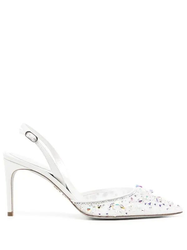 Rene Caovilla Lace-embellished Slingback Pumps