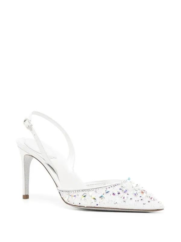 Rene Caovilla Lace-embellished Slingback Pumps