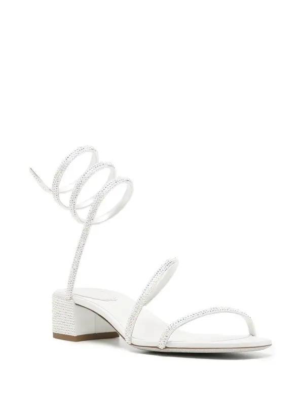 Rene Caovilla Crystal Embellished Strappy Sandals - White