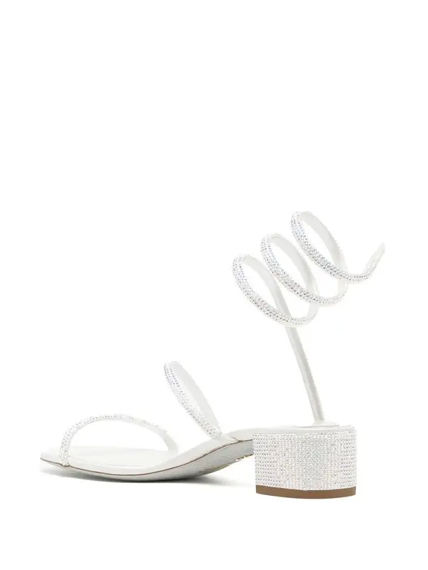 Rene Caovilla Crystal Embellished Strappy Sandals - White
