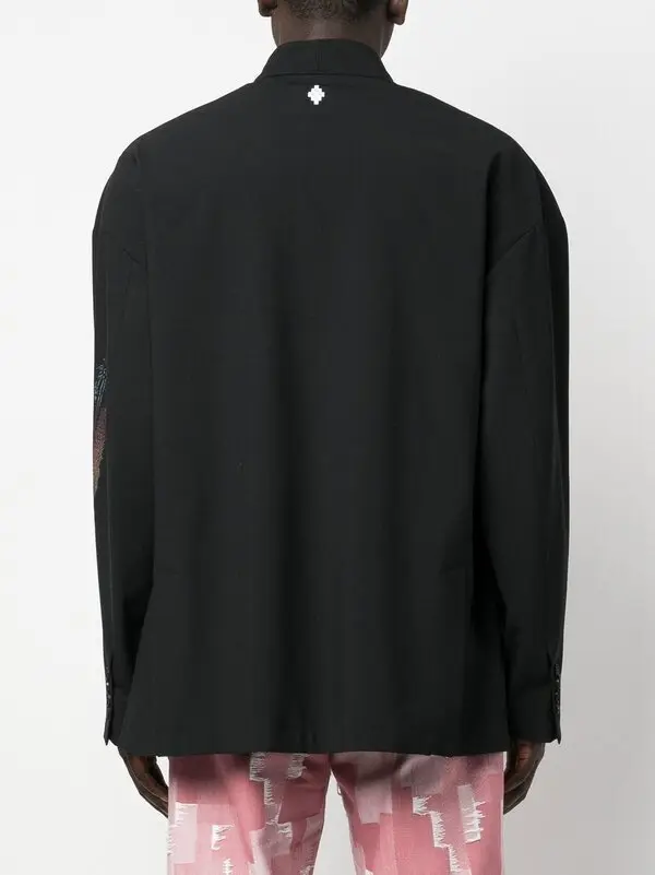 COUNTY OF MILAN Marcelo Burlon Feather-print Kimono Blazer - Black