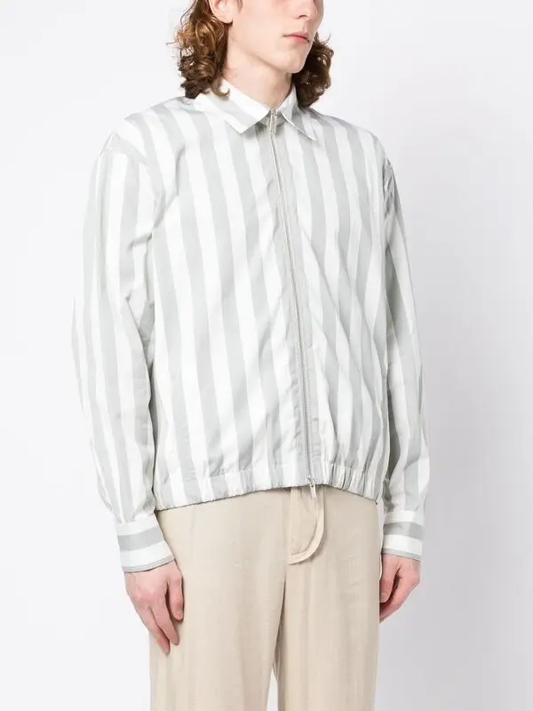 LARDINI Striped Zip-up Jacket - Green