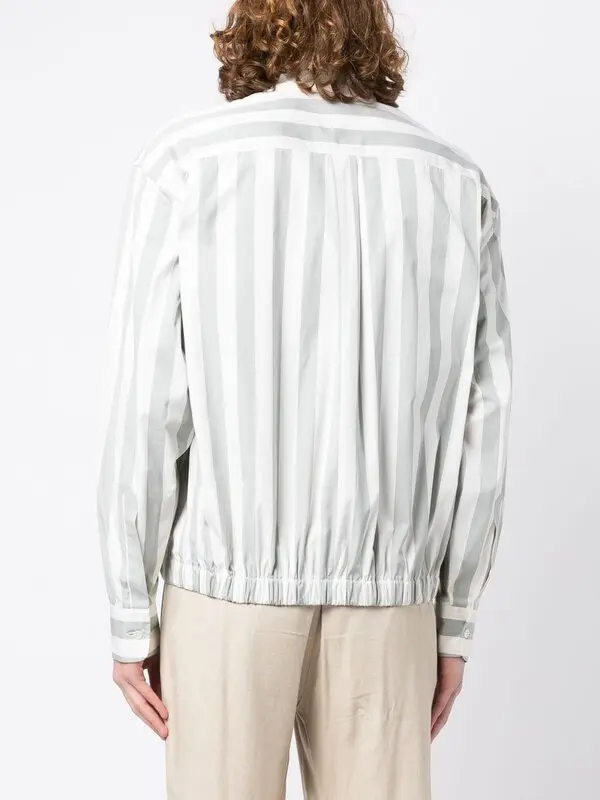 LARDINI Striped Zip-up Jacket - Green