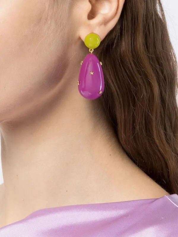 ESHVI Two-tone Drop Earrings - Purple