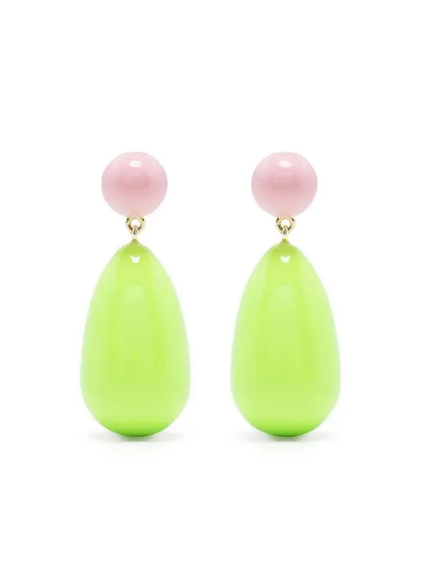 ESHVI Drop Enamel Earrings - Green