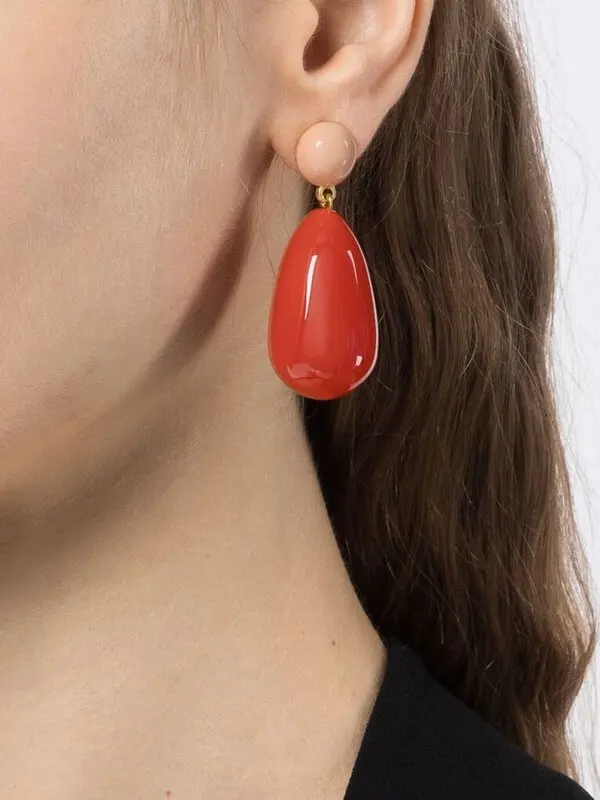 ESHVI Enamel Drop Earrings - Orange