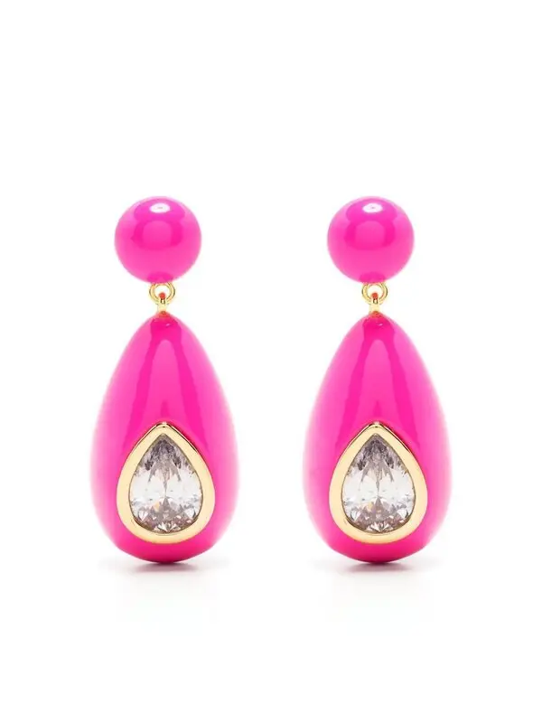 ESHVI Crystal Enamel Drop Earrings - Pink