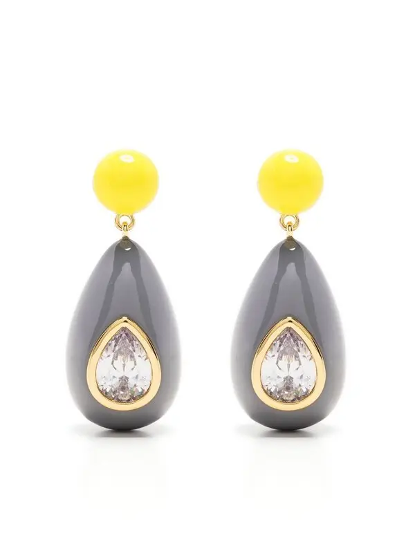 ESHVI Crystal Enamel Drop Earrings - Grey