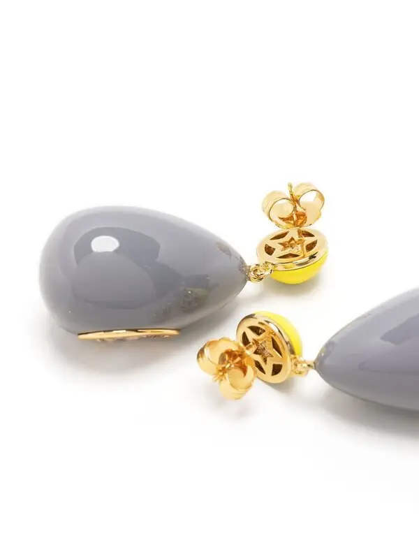 ESHVI Crystal Enamel Drop Earrings - Grey