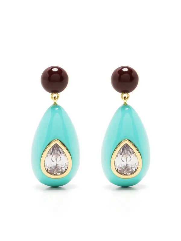 ESHVI Crystal Enamel Drop Earrings - Blue