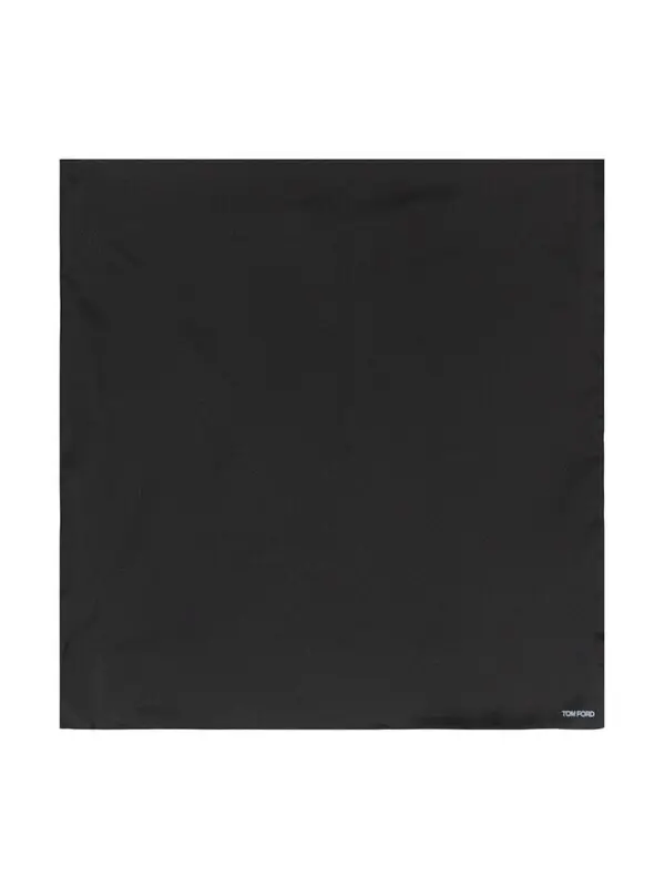 TOM FORD Logo-print Silk Pocket Square Scarf - Black