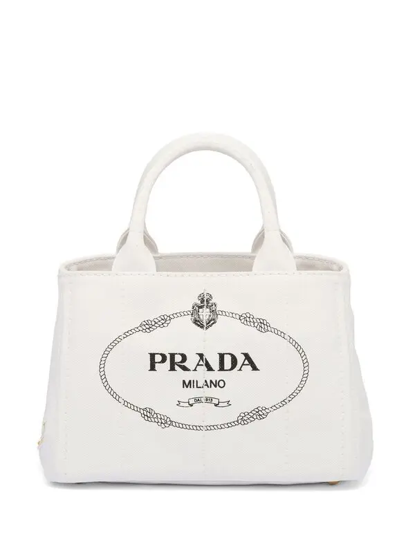 Prada Logo-Print Canvas Tote Bag - White | Editorialist