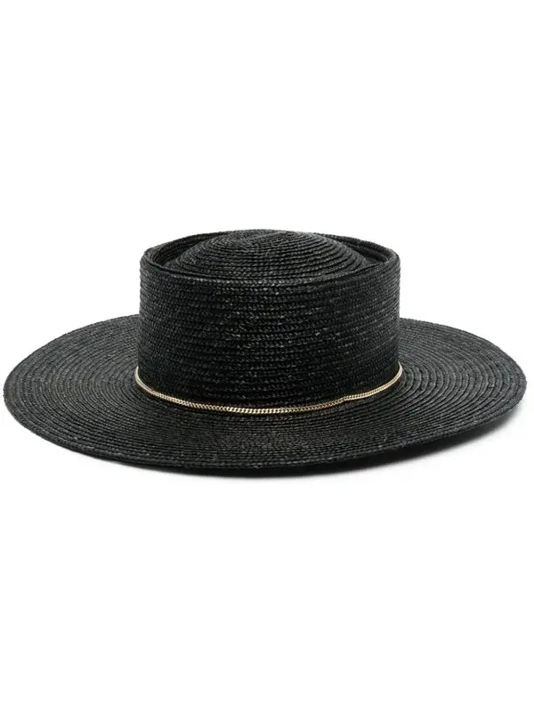 Elisabetta Franchi Raffia Chain-detail Fedora Hat