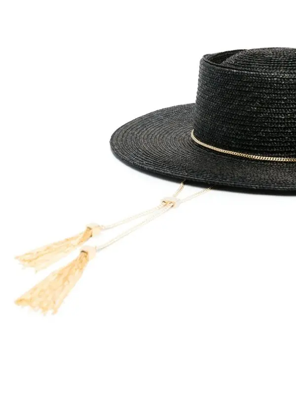 Elisabetta Franchi Raffia Chain-detail Fedora Hat