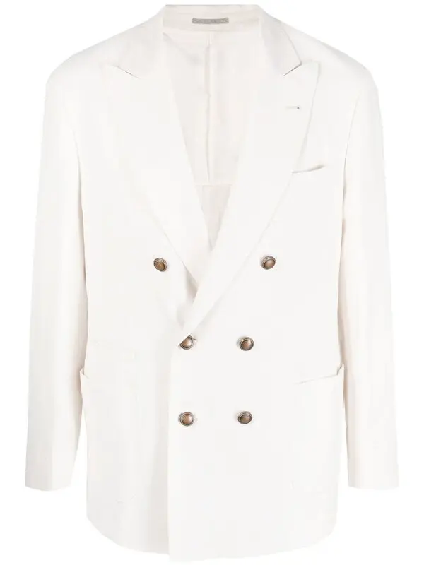 Brunello Cucinelli Double-breasted Linen Blazer - Neutrals