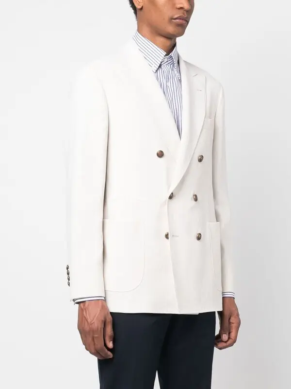 Brunello Cucinelli Double-breasted Linen Blazer - Neutrals