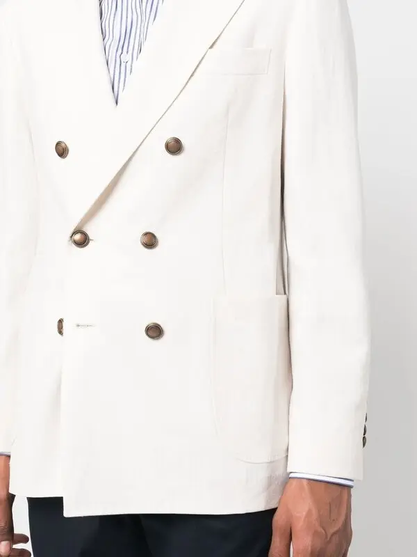 Brunello Cucinelli Double-breasted Linen Blazer - Neutrals