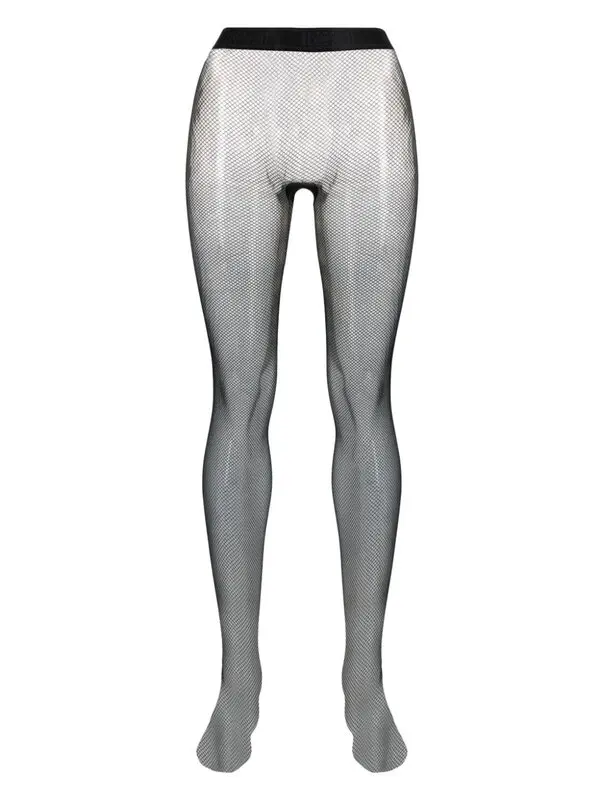 Wolford Fishnet Semi-sheer Tights - Black