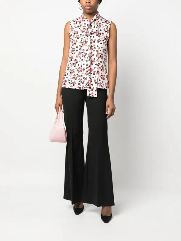 Moschino Floral Print Pussy-bow Top