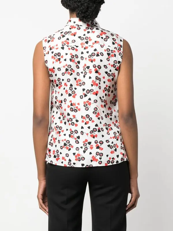 Moschino Floral Print Pussy-bow Top