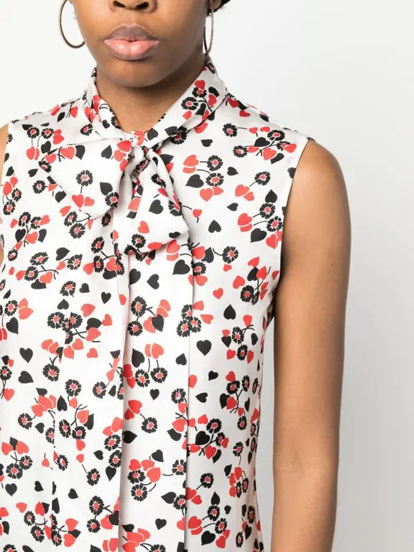 Moschino Floral Print Pussy-bow Top