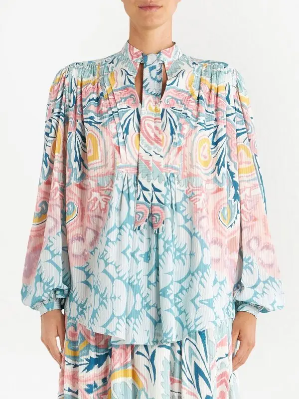 Etro Graphic-print Pussy-bow Blouse