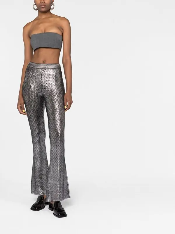 Rabanne High-waisted Flared Trousers - Silver