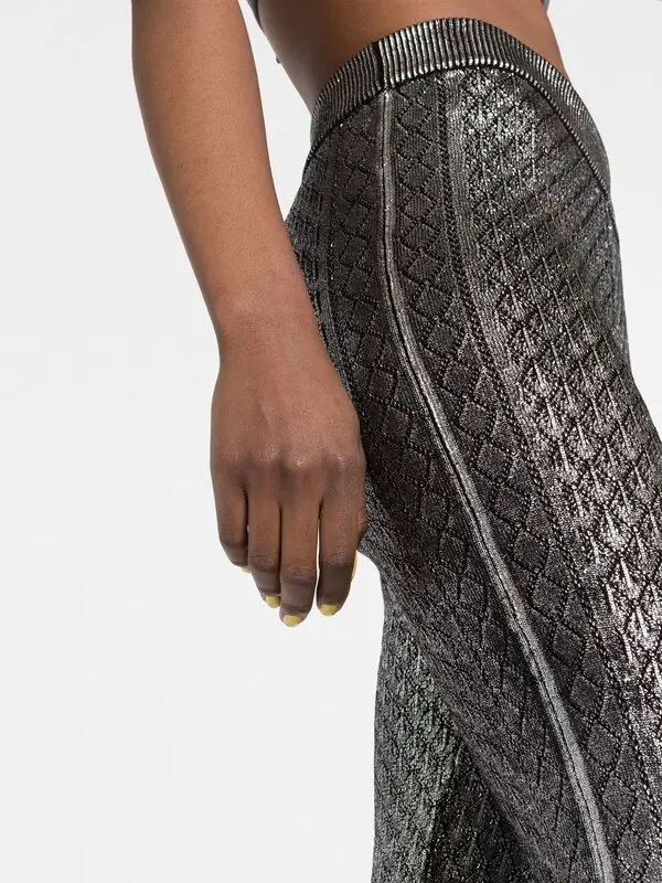Rabanne High-waisted Flared Trousers - Silver